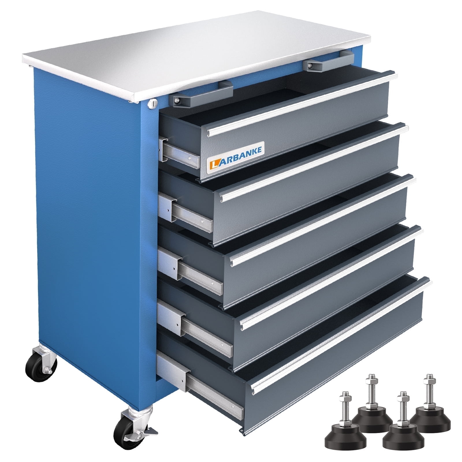 LARBANKE 5-Drawer Rolling Tool Chest with Key Lock, Drawer Liners, Link ...