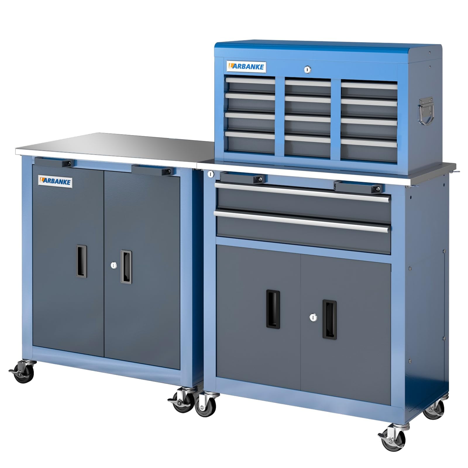 LARBANKE 8+2 Combo Tool Chest Set with Interlocking System, 360° Brake ...