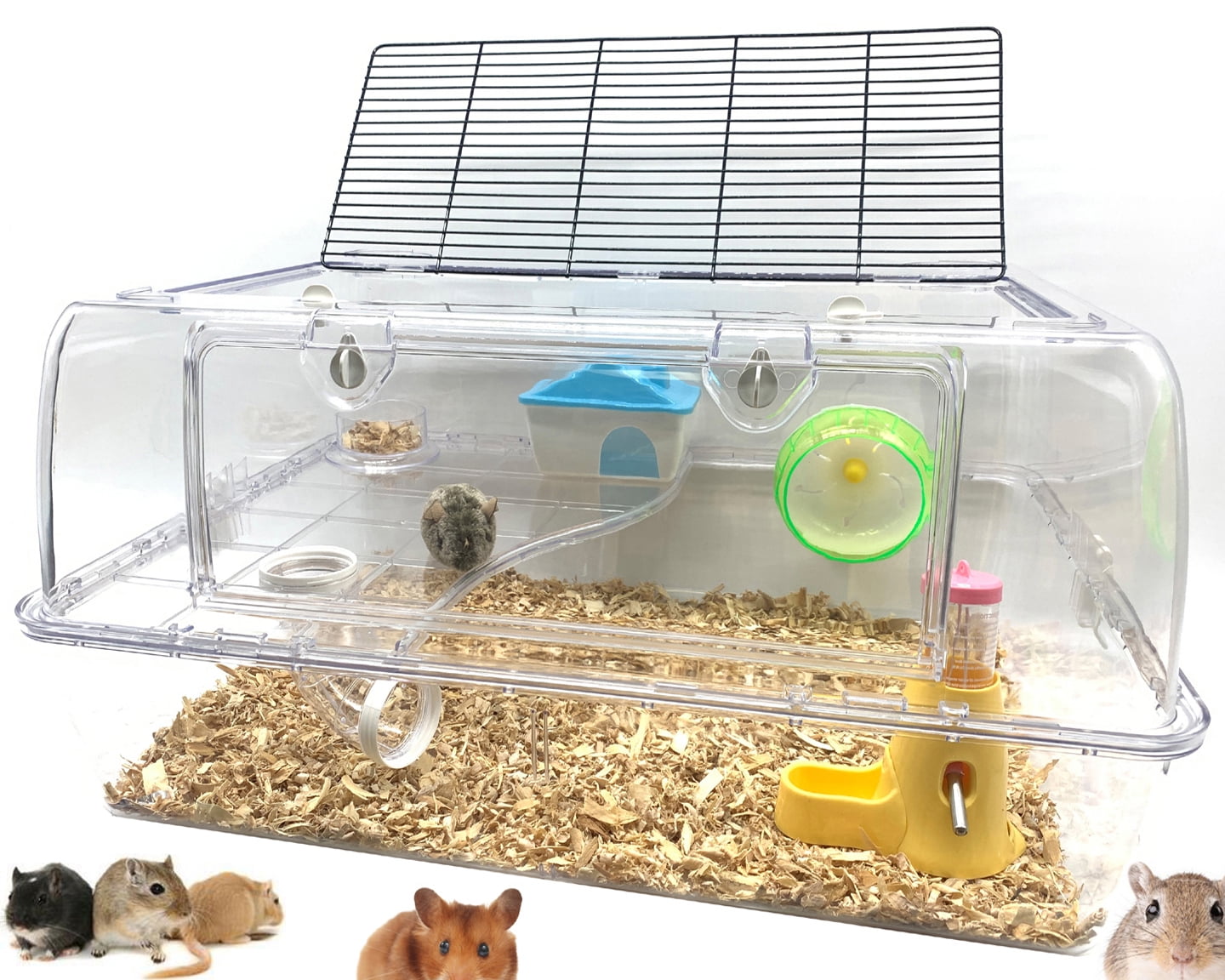 Large 2-Tier Deluxe Palace House for Small Pets with Running Wheel ...