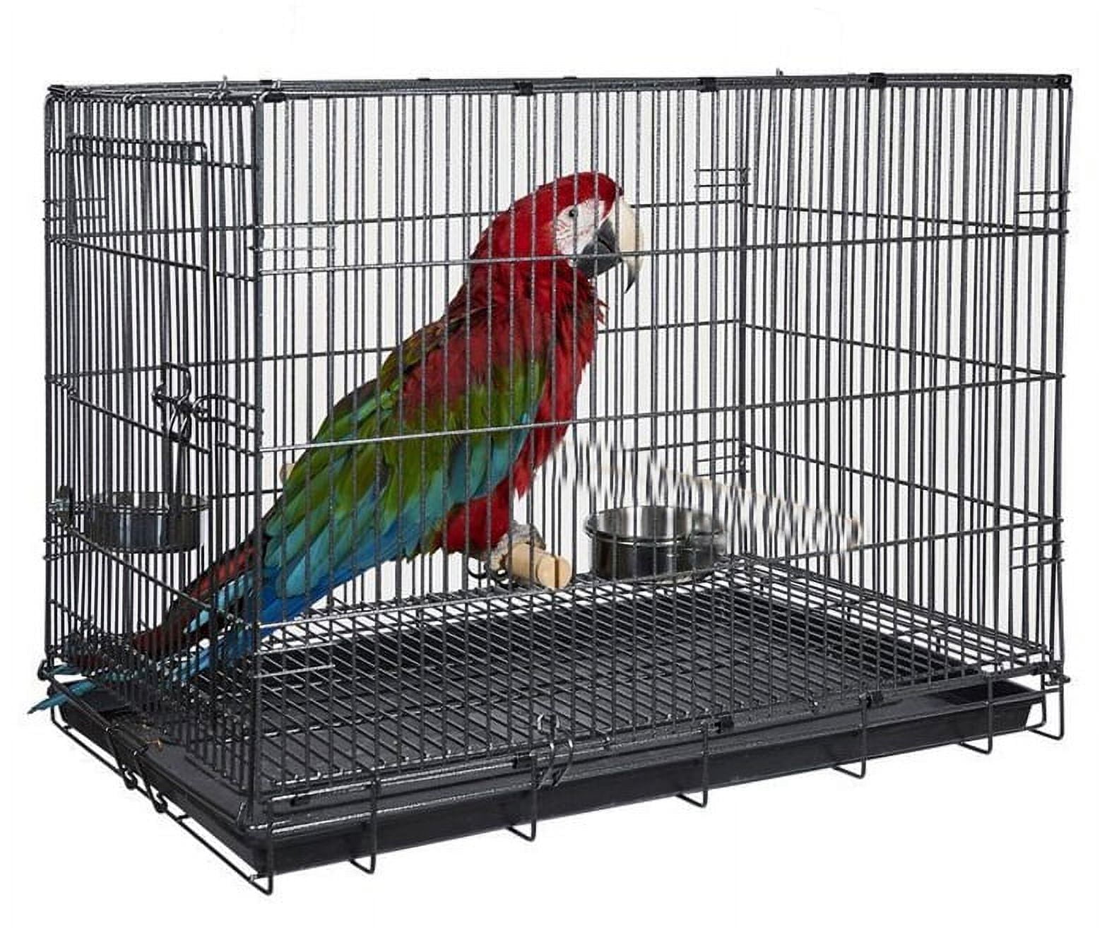Mcage Large 23.5"x16.5"x20"H Portable Foldable Metal Birdcage with 2 ...