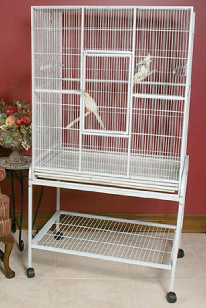 "Extra Large 54"" Metal Rolling Bird Flight Cage with Side Nesting Box ...
