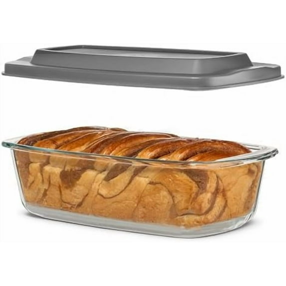 LARGE 7.6 Cups/1800 ML/1.9 Qt Glass Loaf Pan with Lids - Meatloaf Pan ...