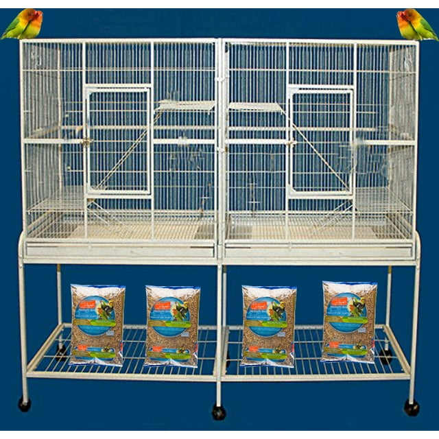 LARGE DOUBLE Flight Bird House Breeder Cage With Center Divider Side ...