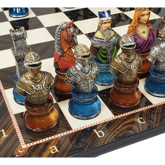 LARGE Medieval Times CRUSADE Red Blue Busts chess Set W 17" Elegance ...