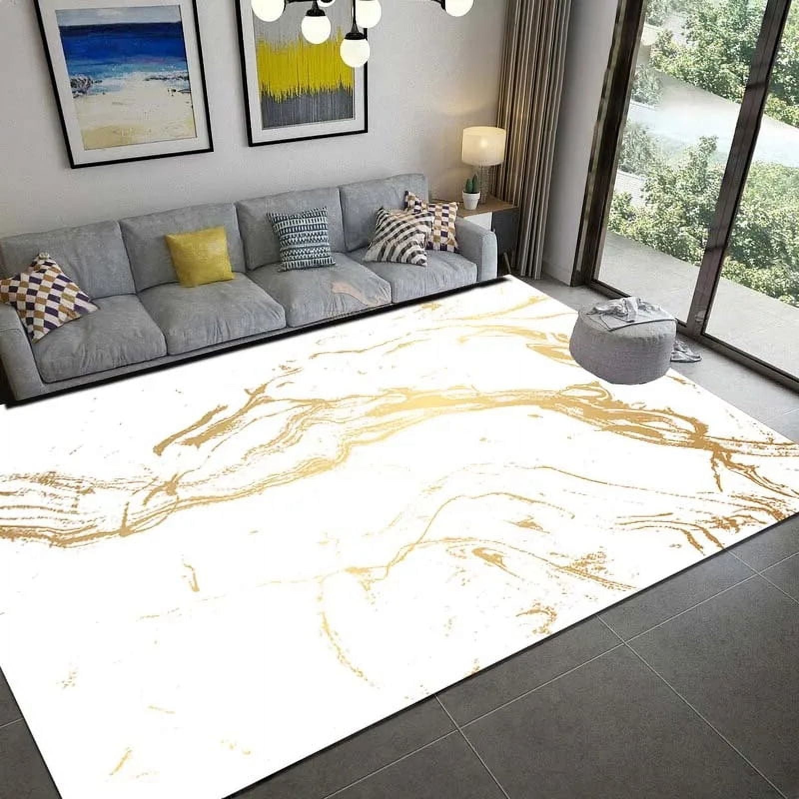 LARGE SIZE Luxury Marble Texture White Black Carpet for Living Room ...