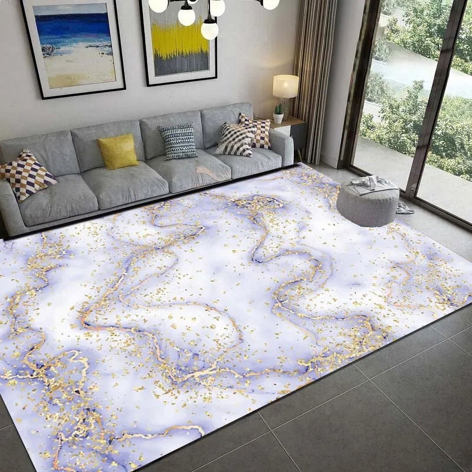 LARGE SIZE Luxury Marble Texture White Black Carpet for Living Room ...