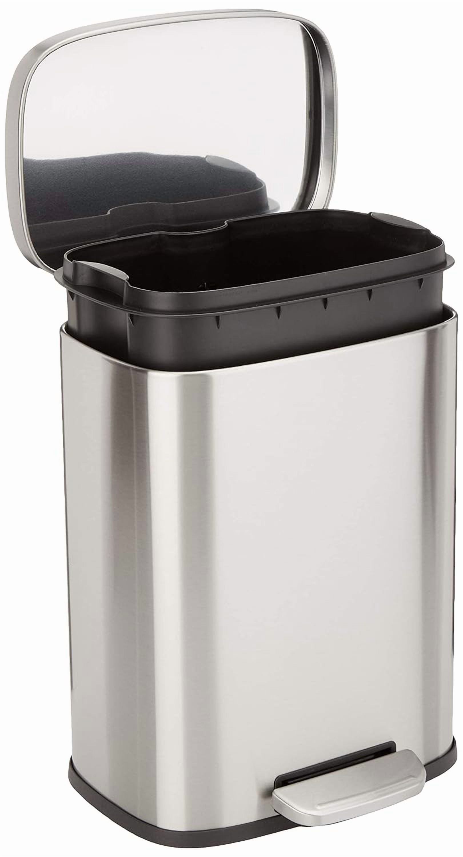 LARGE Trash Can, 13.2 Gallon (50L), Smudge Resistant Rectangular Bin ...