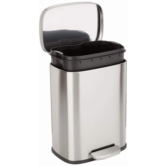 LARGE Trash Can, 13.2 Gallon (50L), Smudge Resistant Rectangular Bin ...