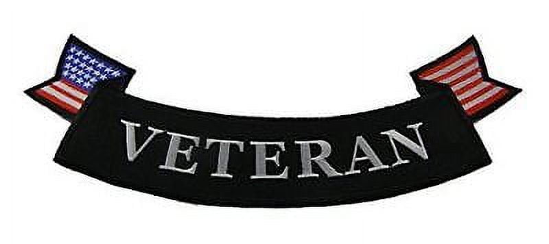 LARGE VETERAN BOTTOM ROCKER BACK PATCH BIKER VEST CUT SERVICE MILITARY ...
