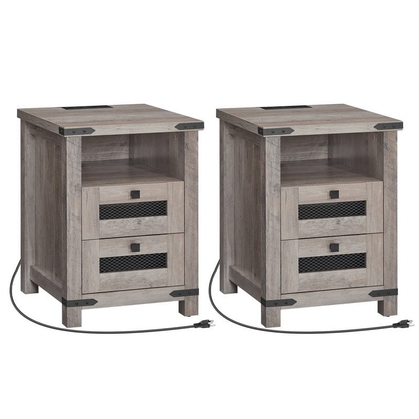 LARMNEE 17.7" Set of 2 Nightstand with Outlets and USB Ports End Table ...