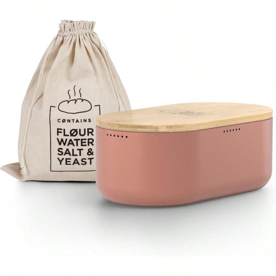 LARS NYSØM Bread Box I Metal Box with linen bag for long lasting ...