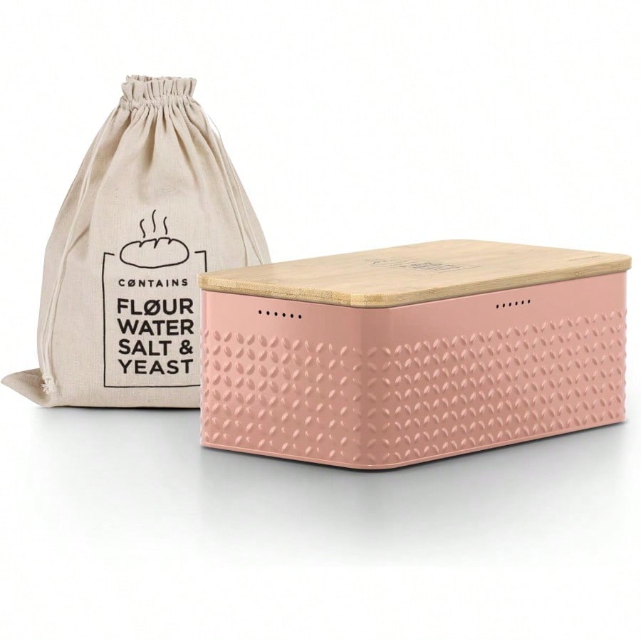 LARS NYSØM Bread Box I Metal Box with linen bag for long lasting ...