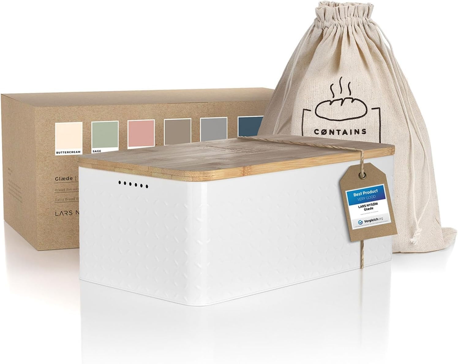 LARS NYSM Bread Box with Linen Bread Bag for Long Lasting Freshness ...