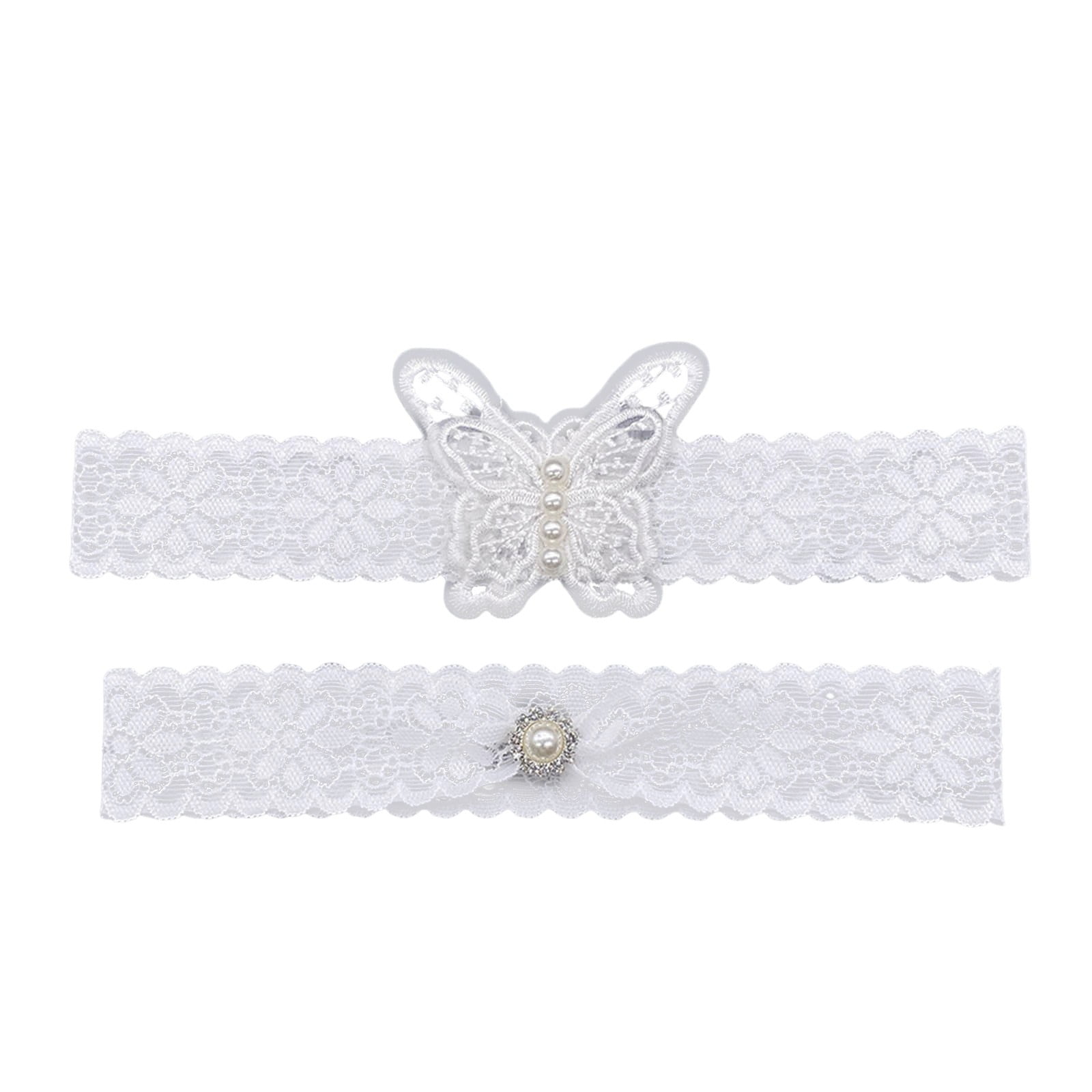 LARUYEKO Bride Wedding Garter White Lace Floral Garters Bowknot Stretch ...
