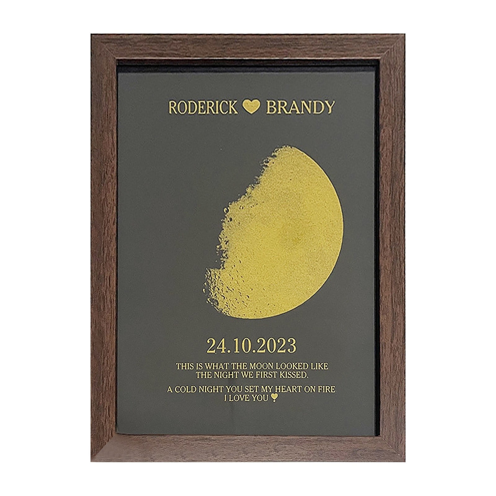 LARUYEKO Custom Moon Phase and Name Wooden Frame with Your Text 'the ...