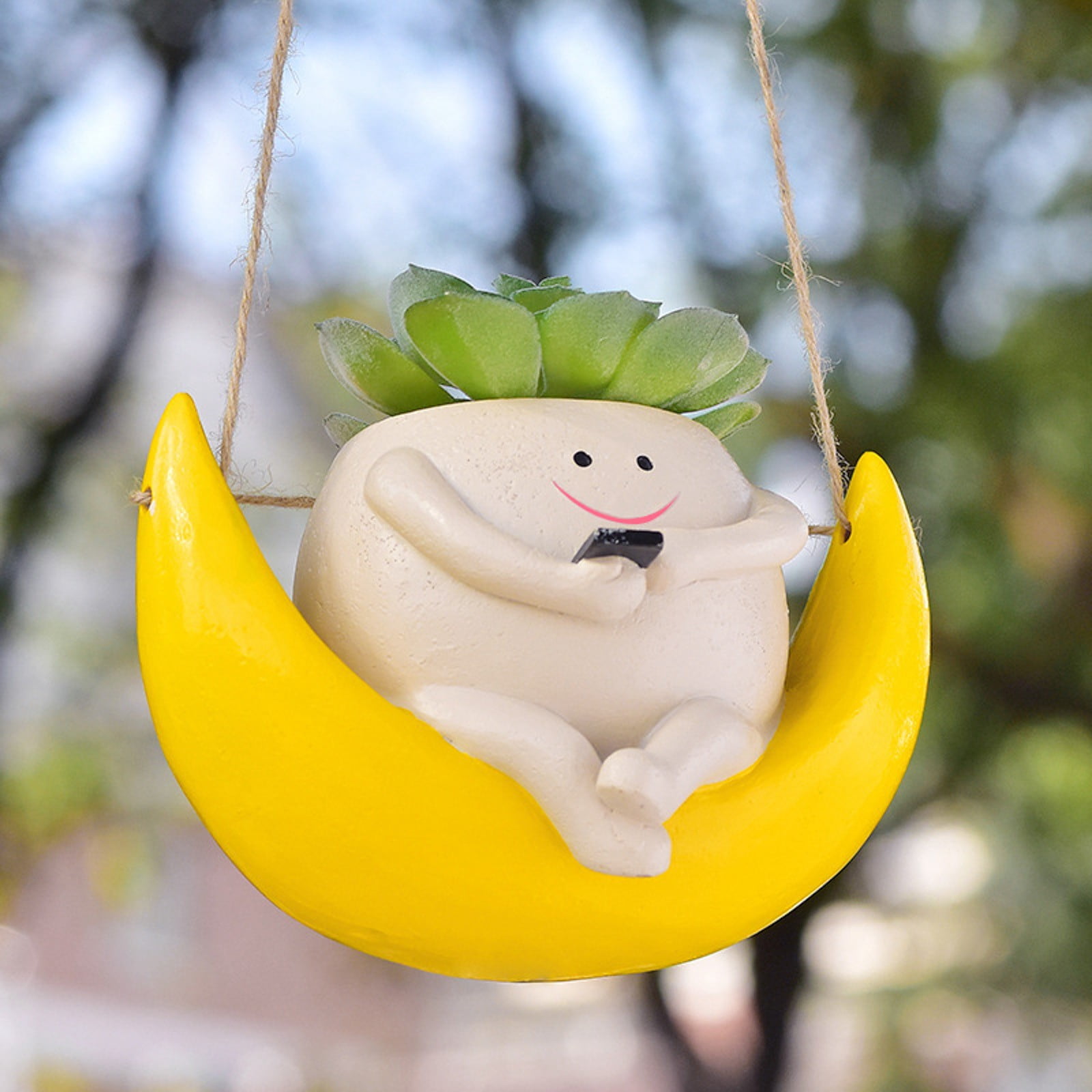 LARUYEKO Hanging Swing Chair Planter Pot Resin Face Planter for Indoor ...