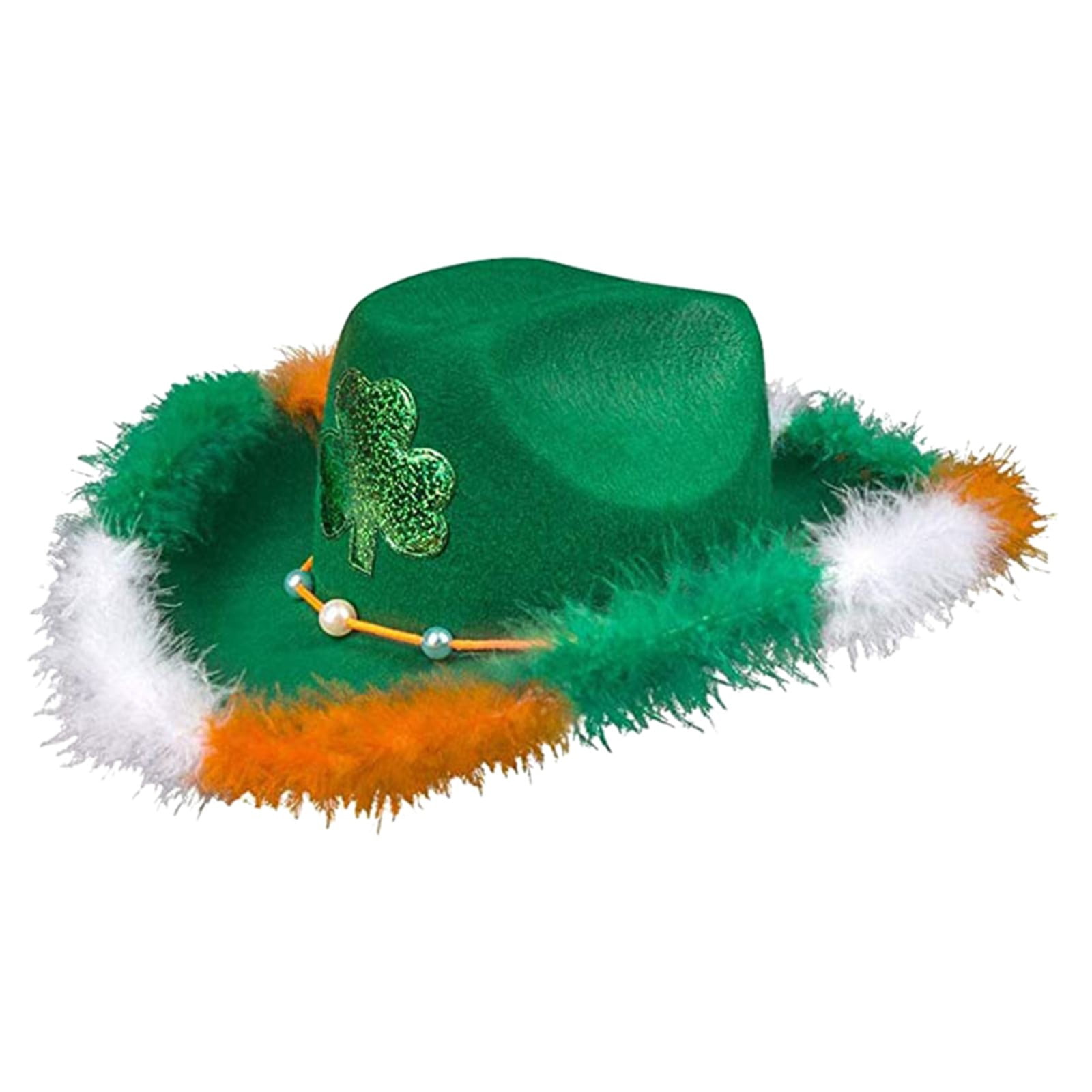 LARUYEKO Irish Feather Fashion Personality Western Cowboy Hat Green ...