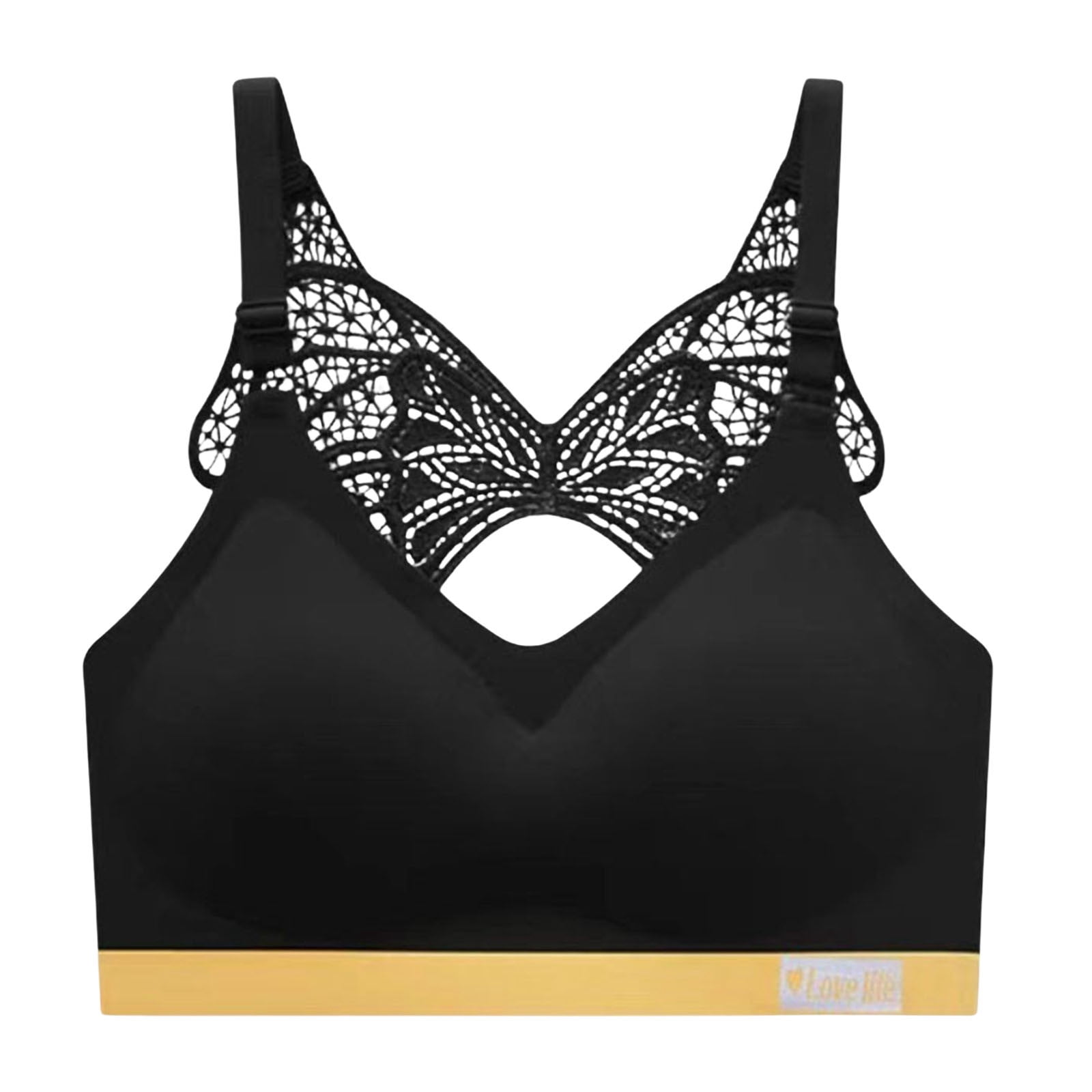 LARUYEKO Lace Back Bralette For Women Wireless Seamless Bra Breathable ...