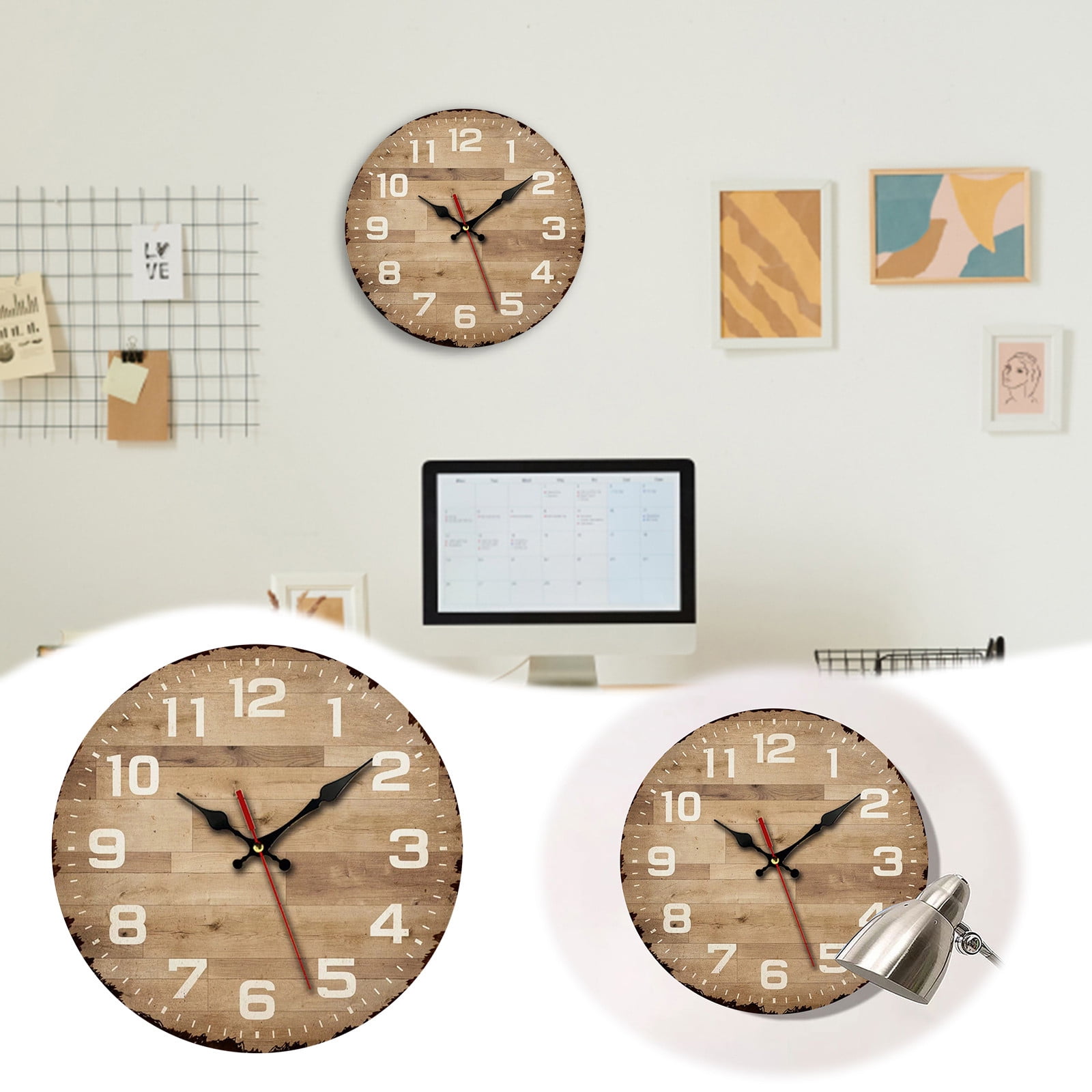 LARUYEKO Minimalist Wooden Living Room Clock Clock Wall Mounted Home ...
