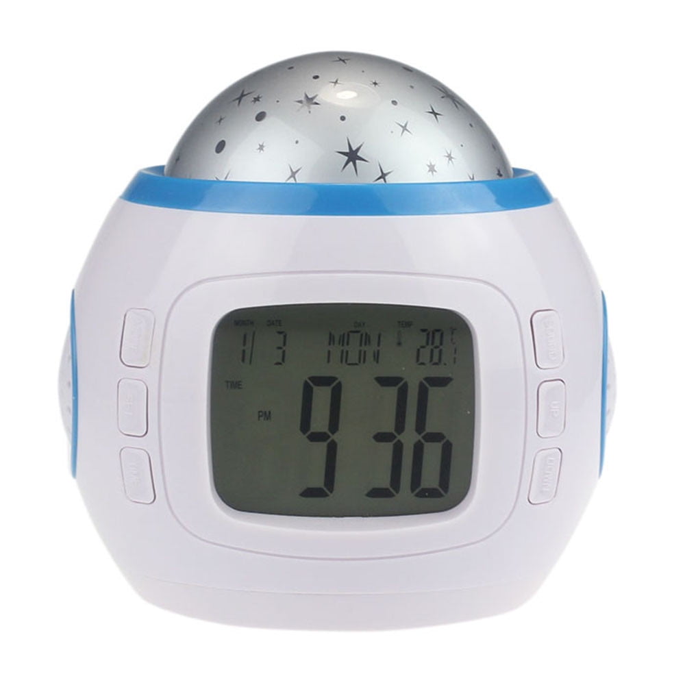 LARUYEKO Music Led Star Sky Projection Digital Alarm Clock Calendar ...