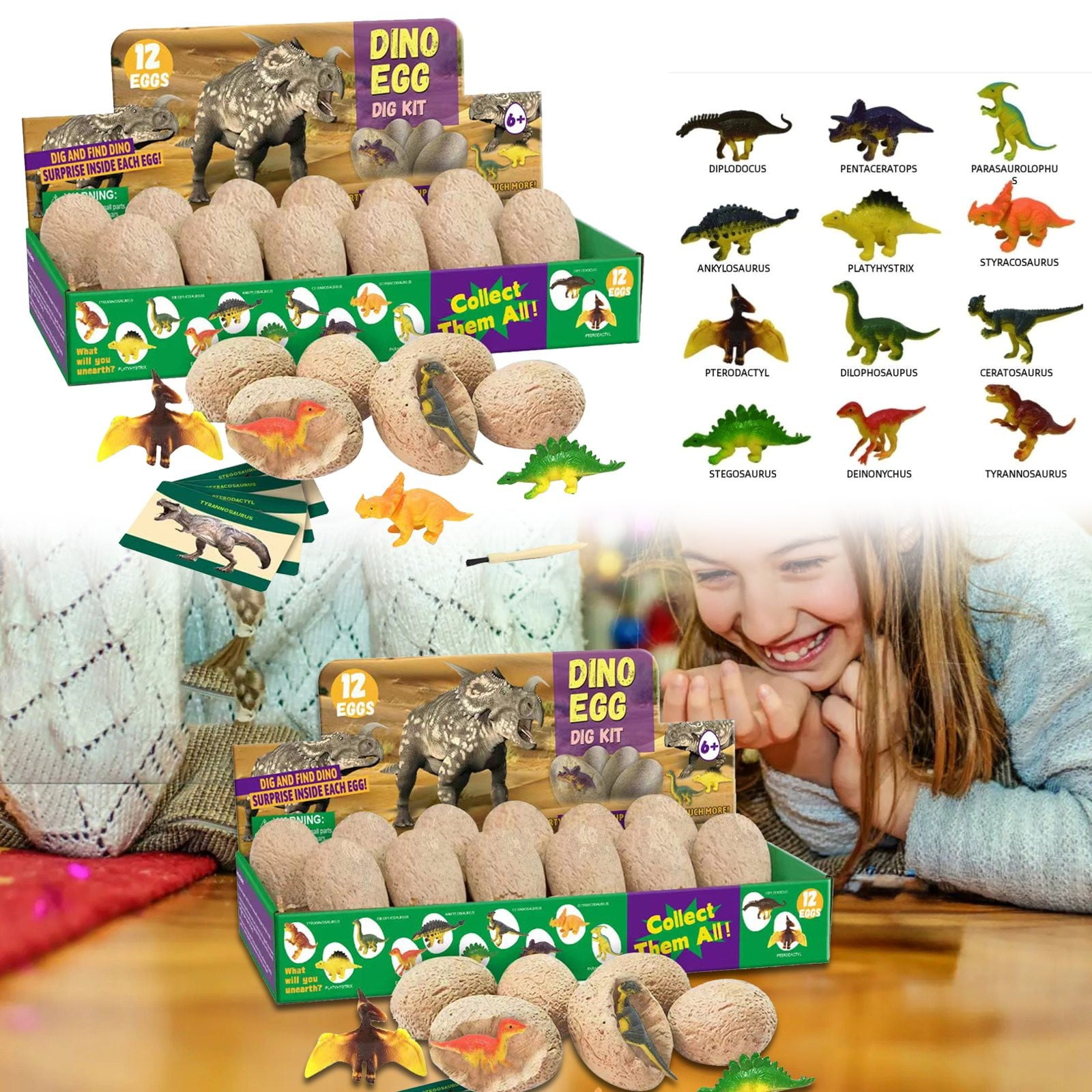 LARUYEKO Realistic T Dinosaur Egg Excavation Kit Educational Digging ...