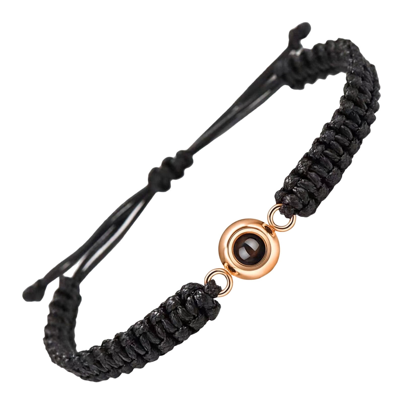 LARUYEKO Rose Gold Pendant Woven Bracelet Projection of Couple Photo ...