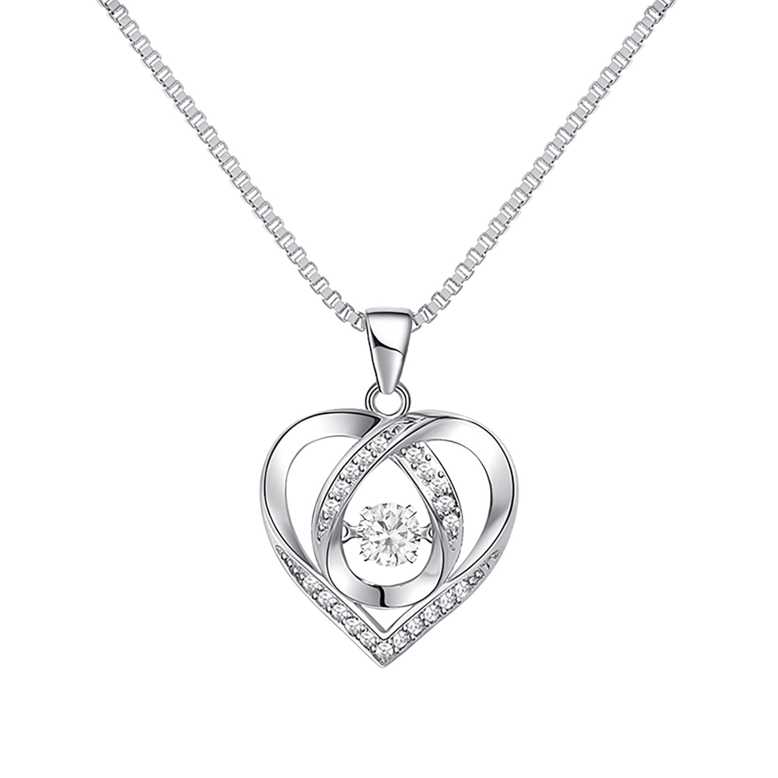 LARUYEKO Rotating Rhinestone Necklaces for Women Pendant Necklace ...