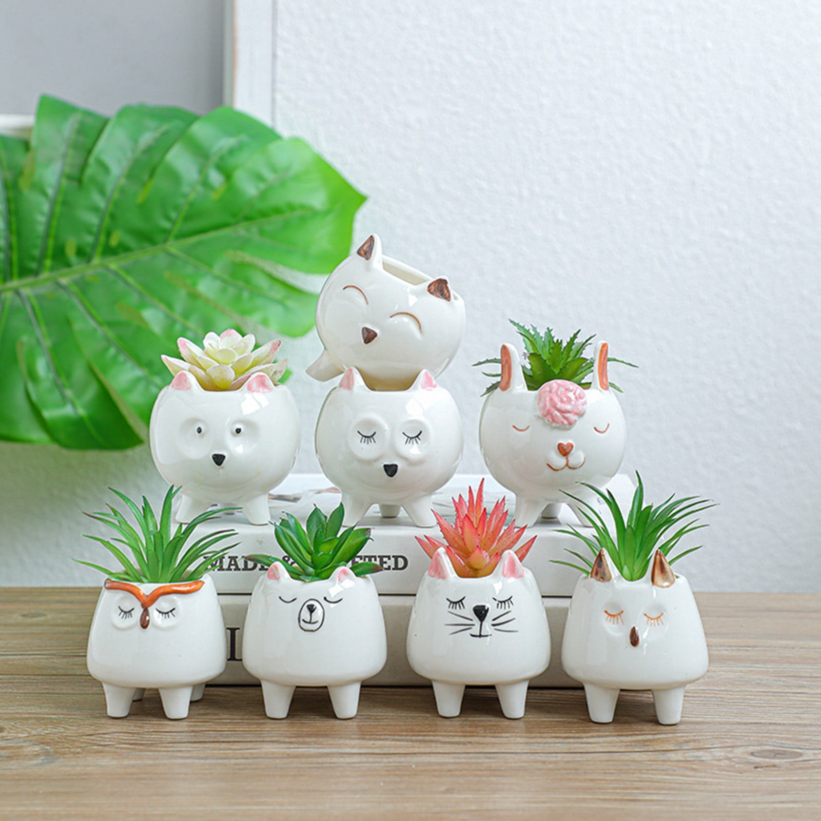 LARUYEKO Round Geometric Patterns Flower Pot with Hole Funny Planter ...