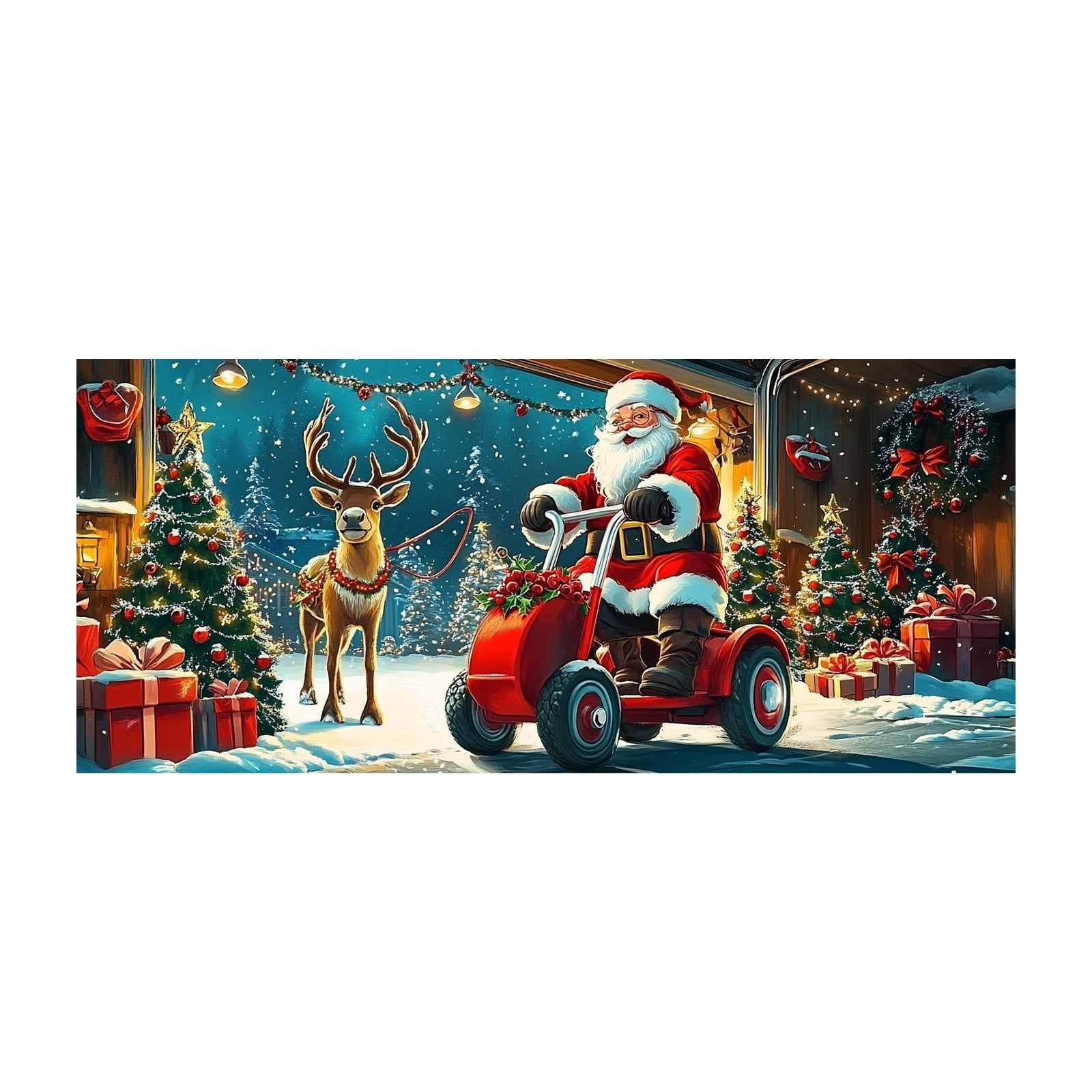 LARUYEKO Santa Drives A Motorcycle Garage Banner for Christmas ...