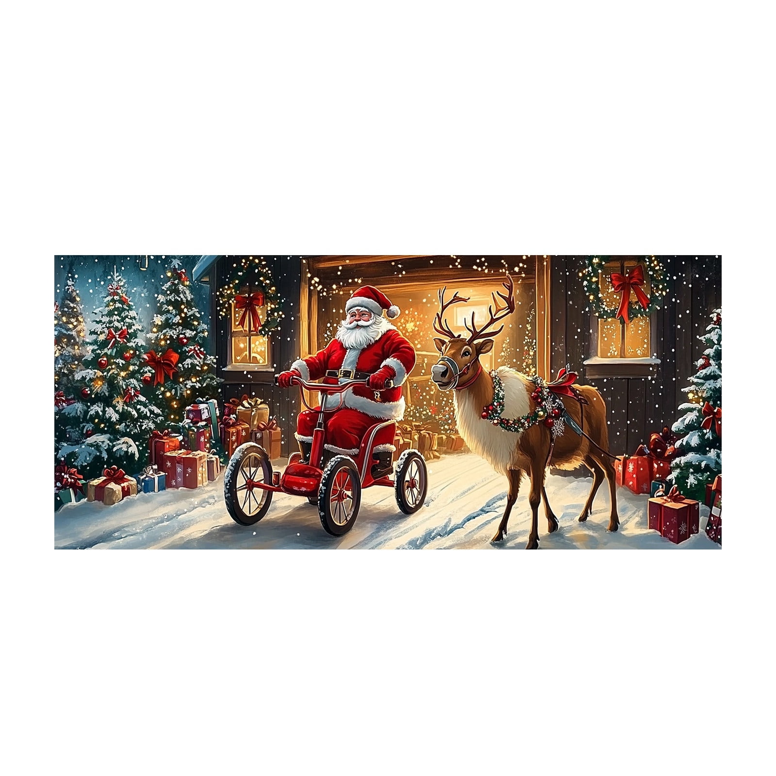 LARUYEKO Santa Drives A Motorcycle Garage Banner for Christmas ...
