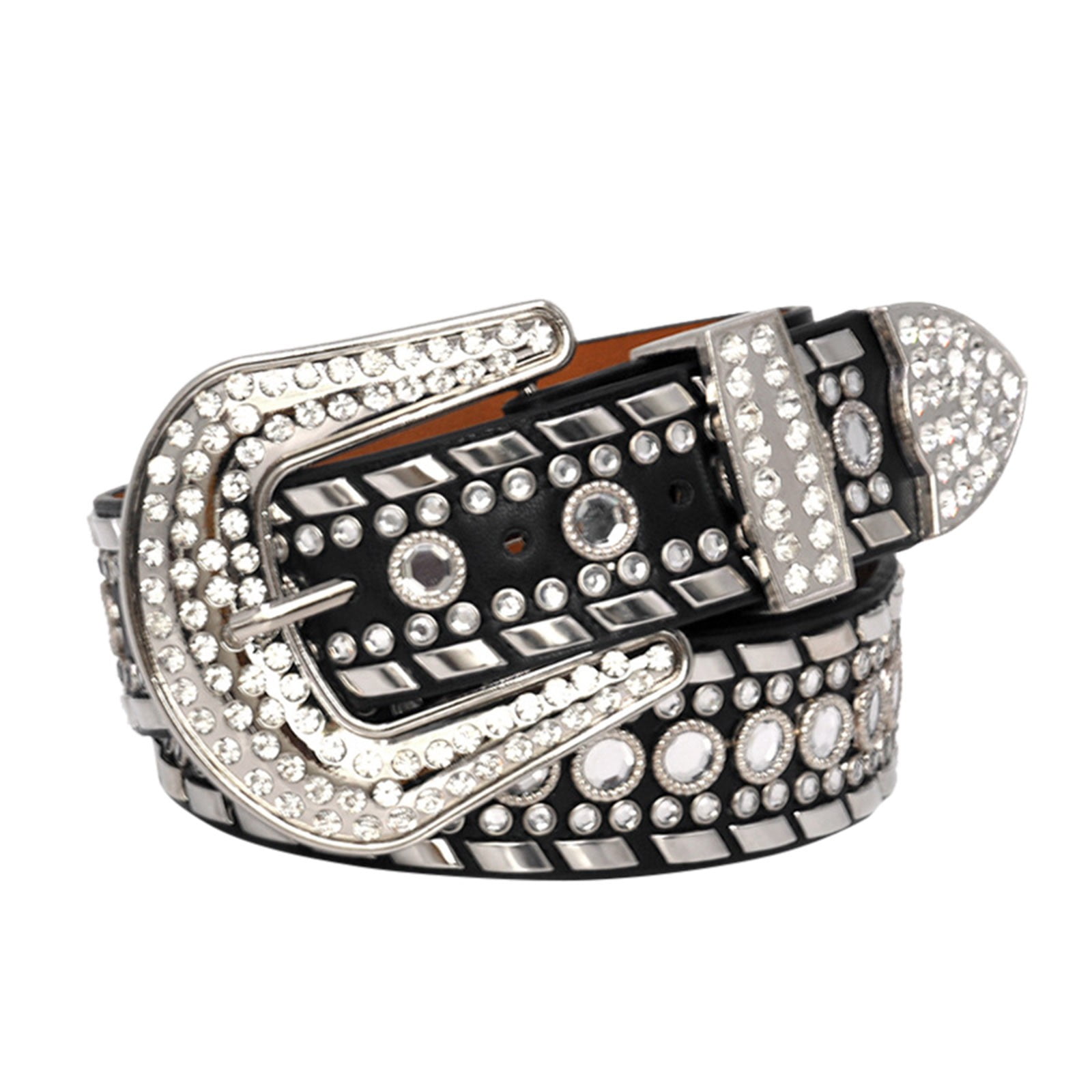 LARUYEKO Women Bling Leather Belts for Jeans Pants with Fashion Silver ...