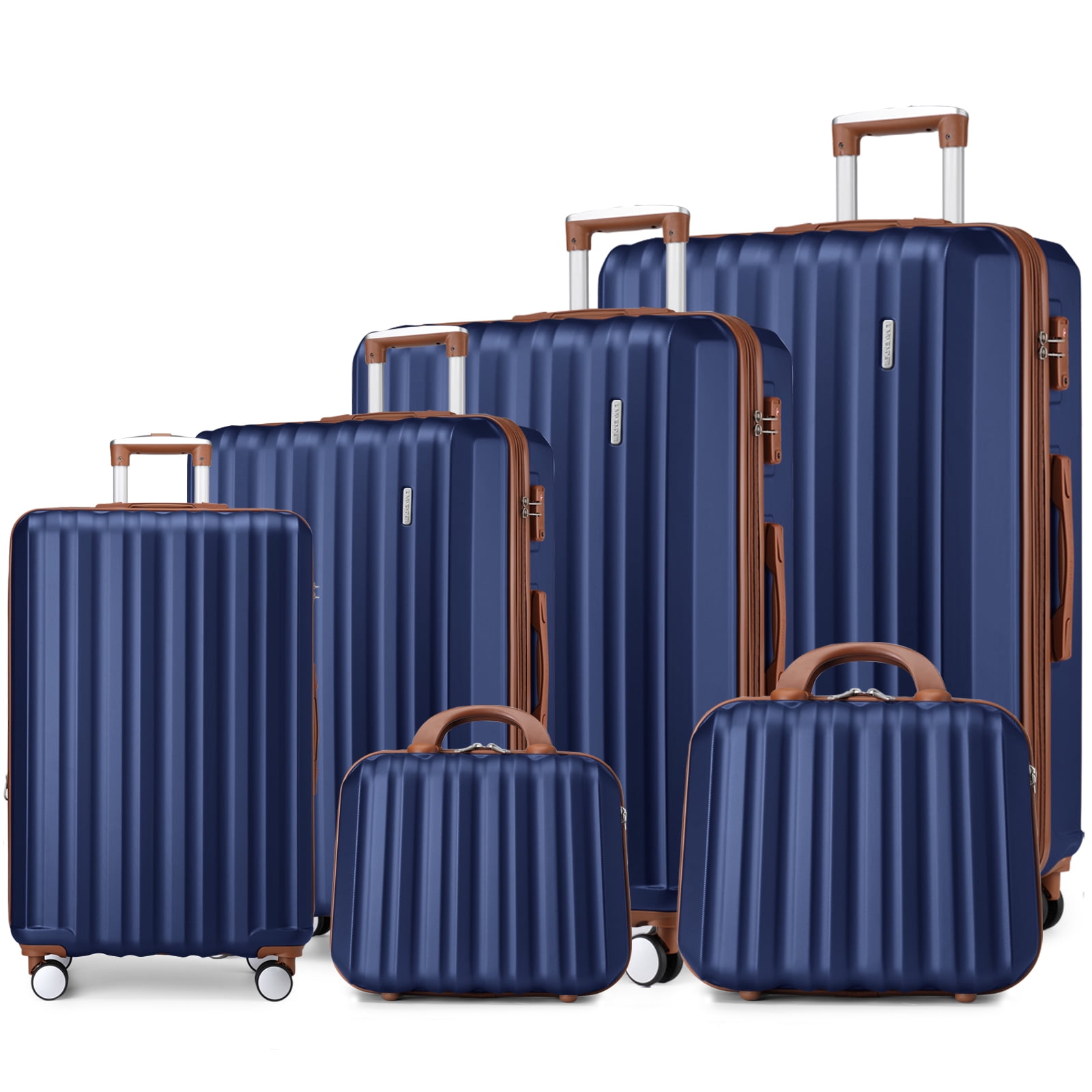 LARVENDER 6-Piece Hardshell Luggage Set, Expandable Suitcases with ...
