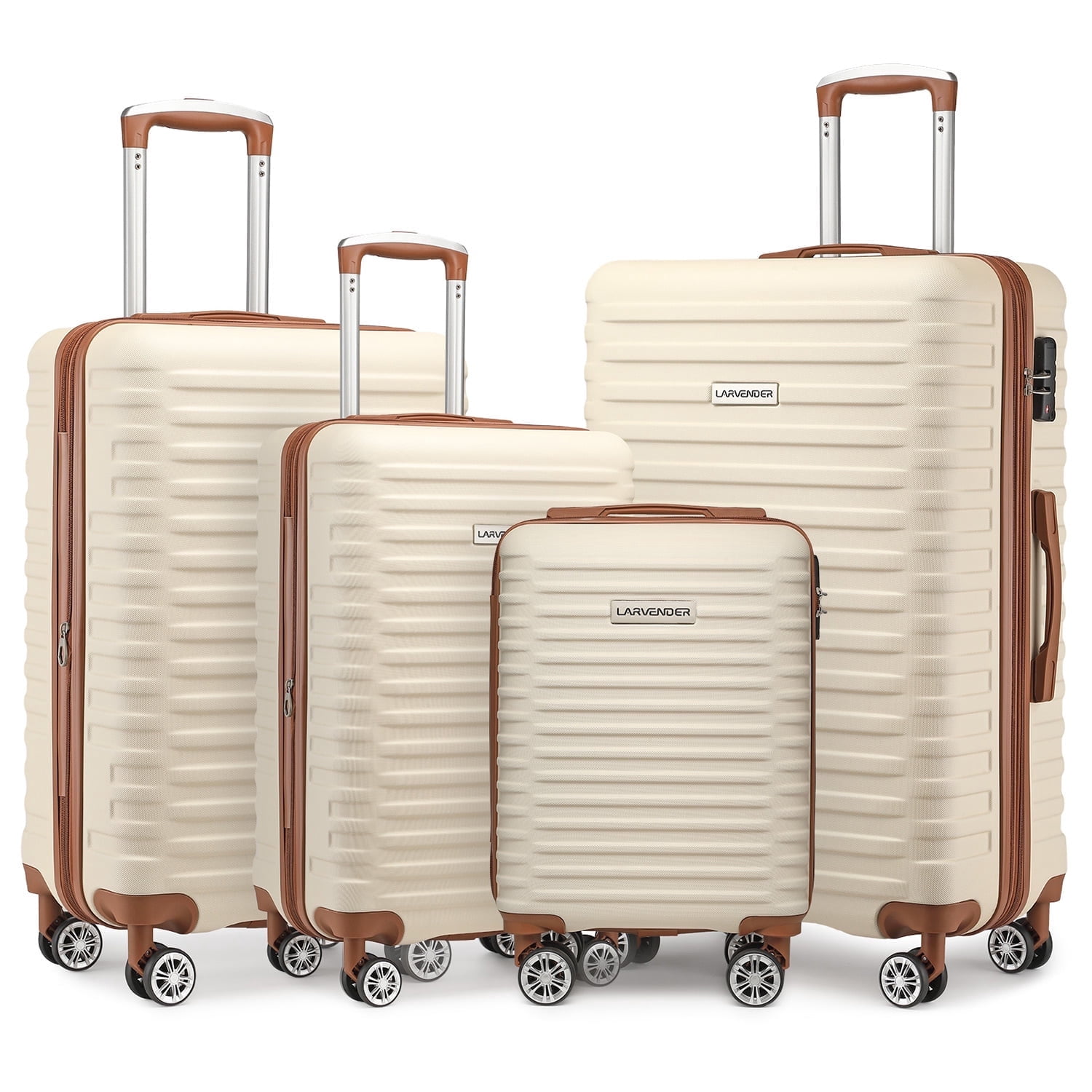 LARVENDER 4 Piece Luggage Sets, Expandable ABS Suitcase with 360 ...
