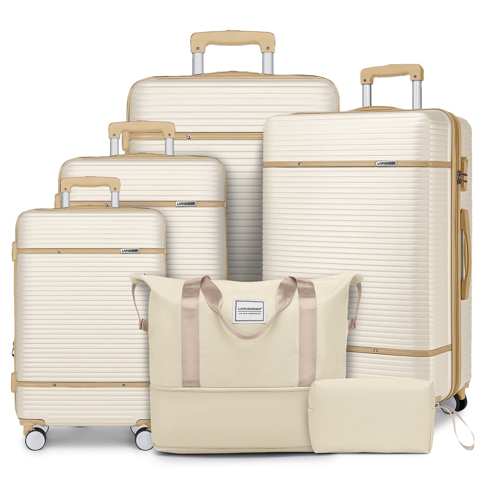 LARVENDER Luggage Sets 6 Piece, Expandable(Only 28 & 24") Luggage Set ...