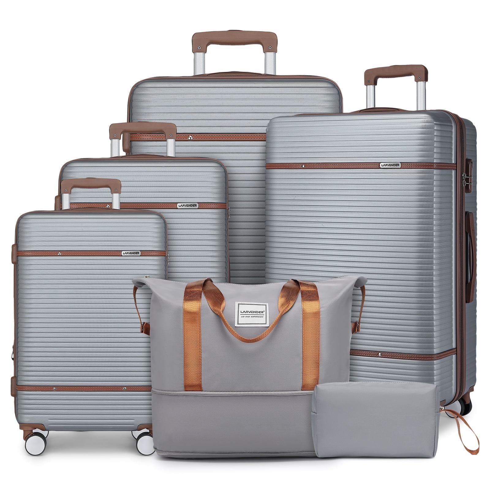 LARVENDER Luggage Sets 6 Piece, Expandable(Only 28 & 24") Luggage Set ...