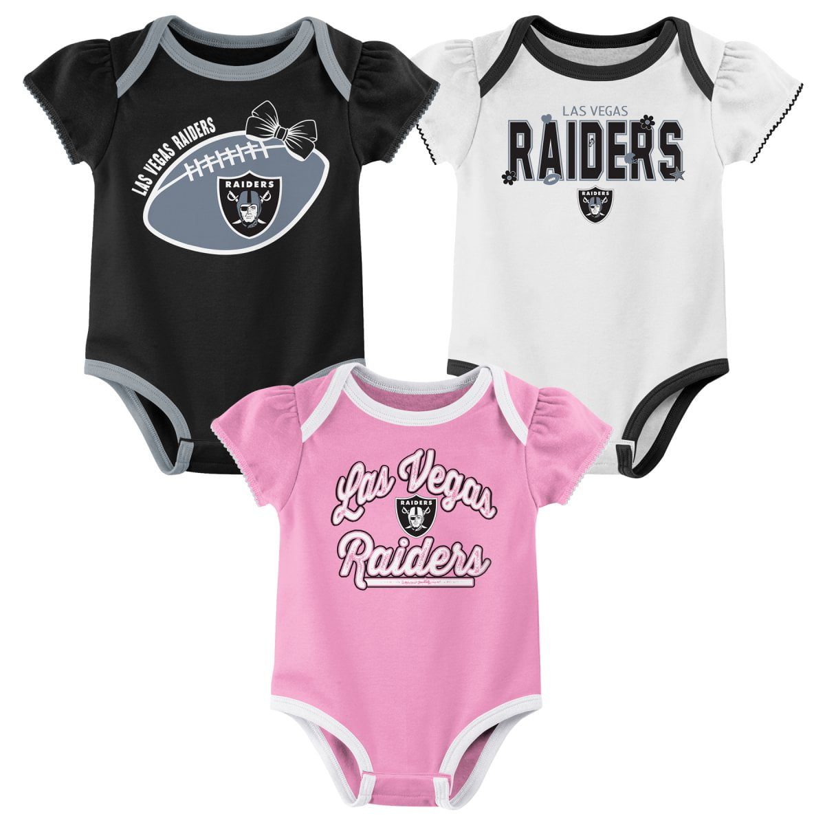 LAS VEGAS RAIDERS Infant Tm1&2 Color Cotton Short Sleeve Onesie 3PK ...