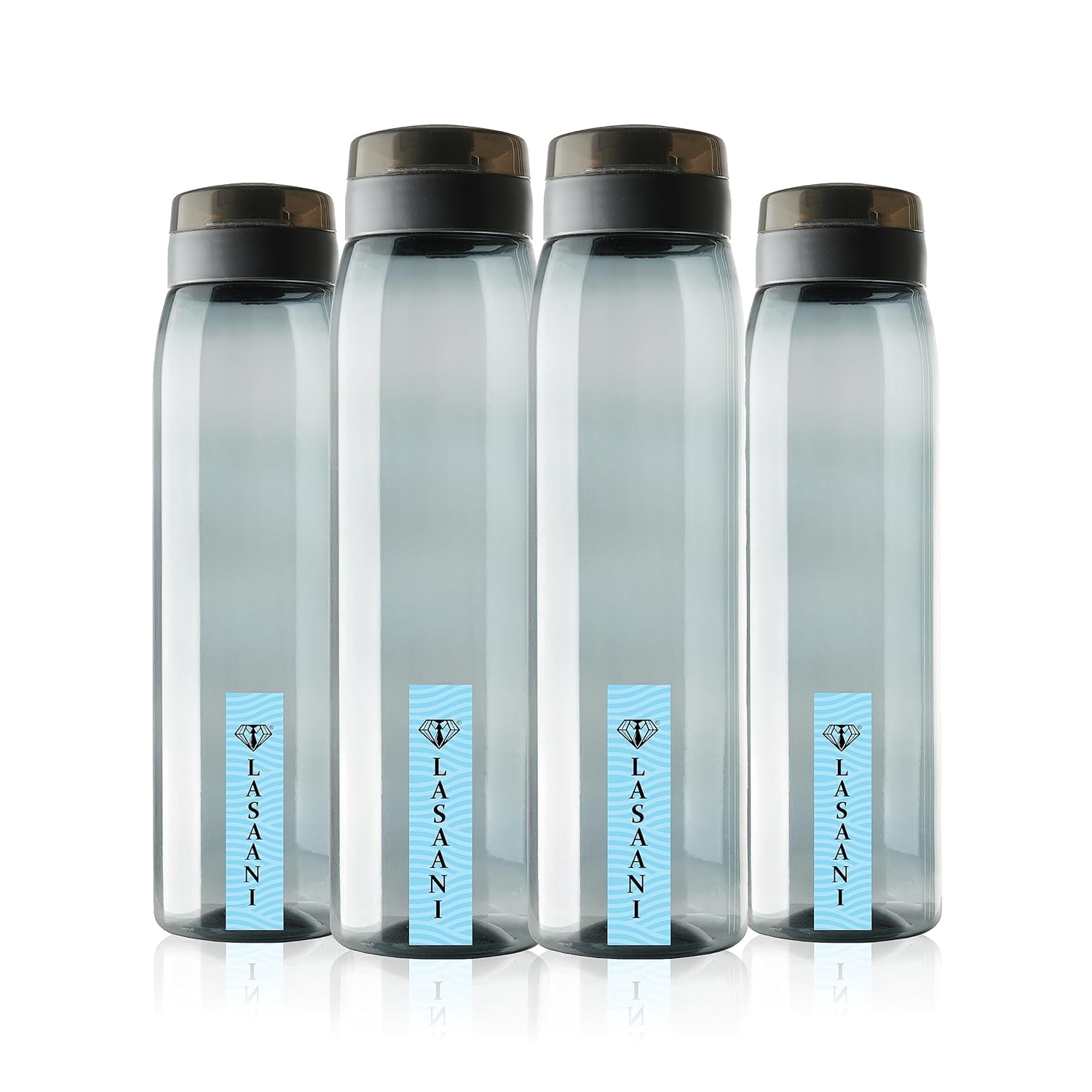 LASAANI Plastic Water Bottle Set with Flip Cap Set of 4 1 Liters Grey ...