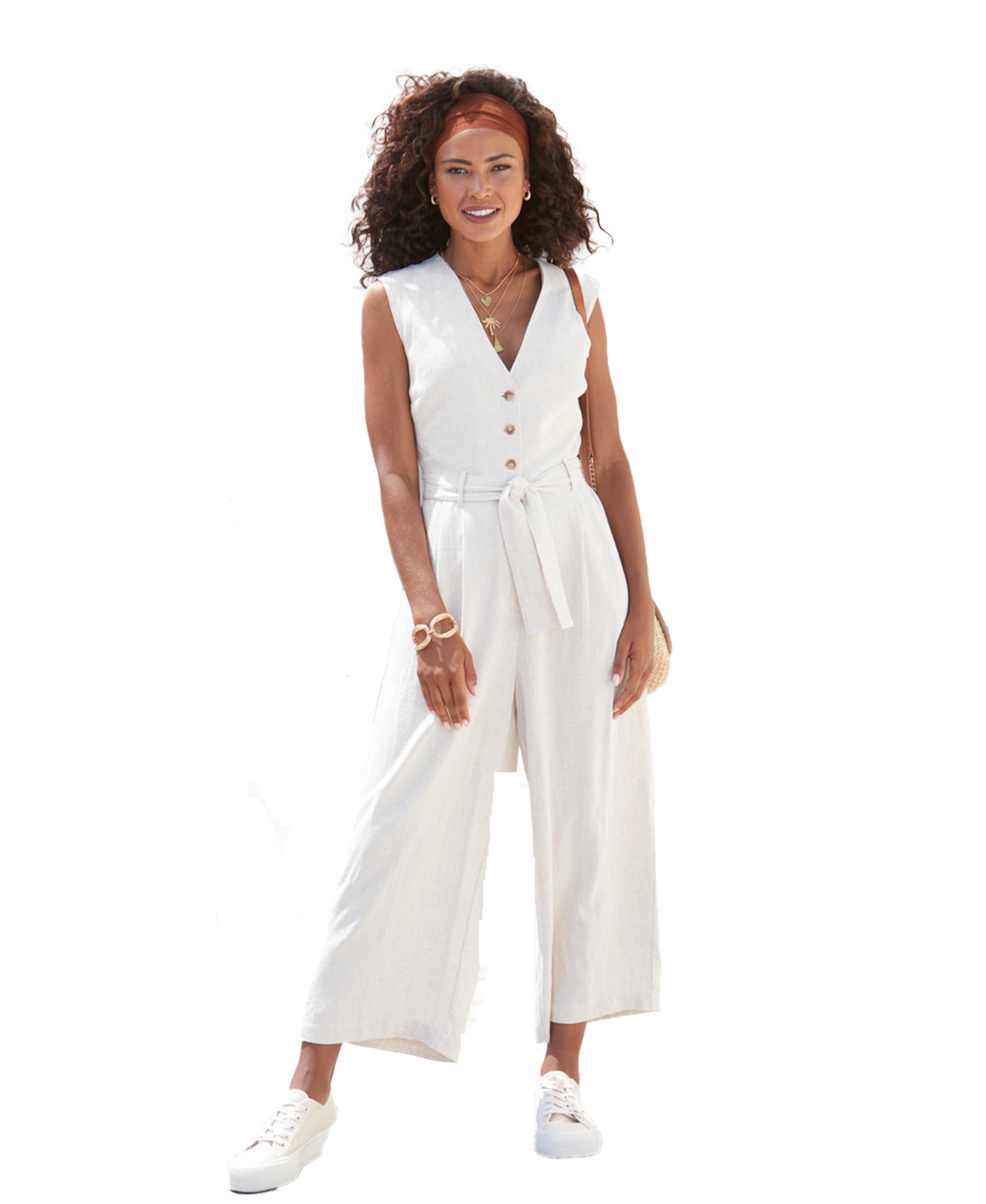 LASCANA Women's Button Down Cropped Jumpsuit Buttons - Walmart.com