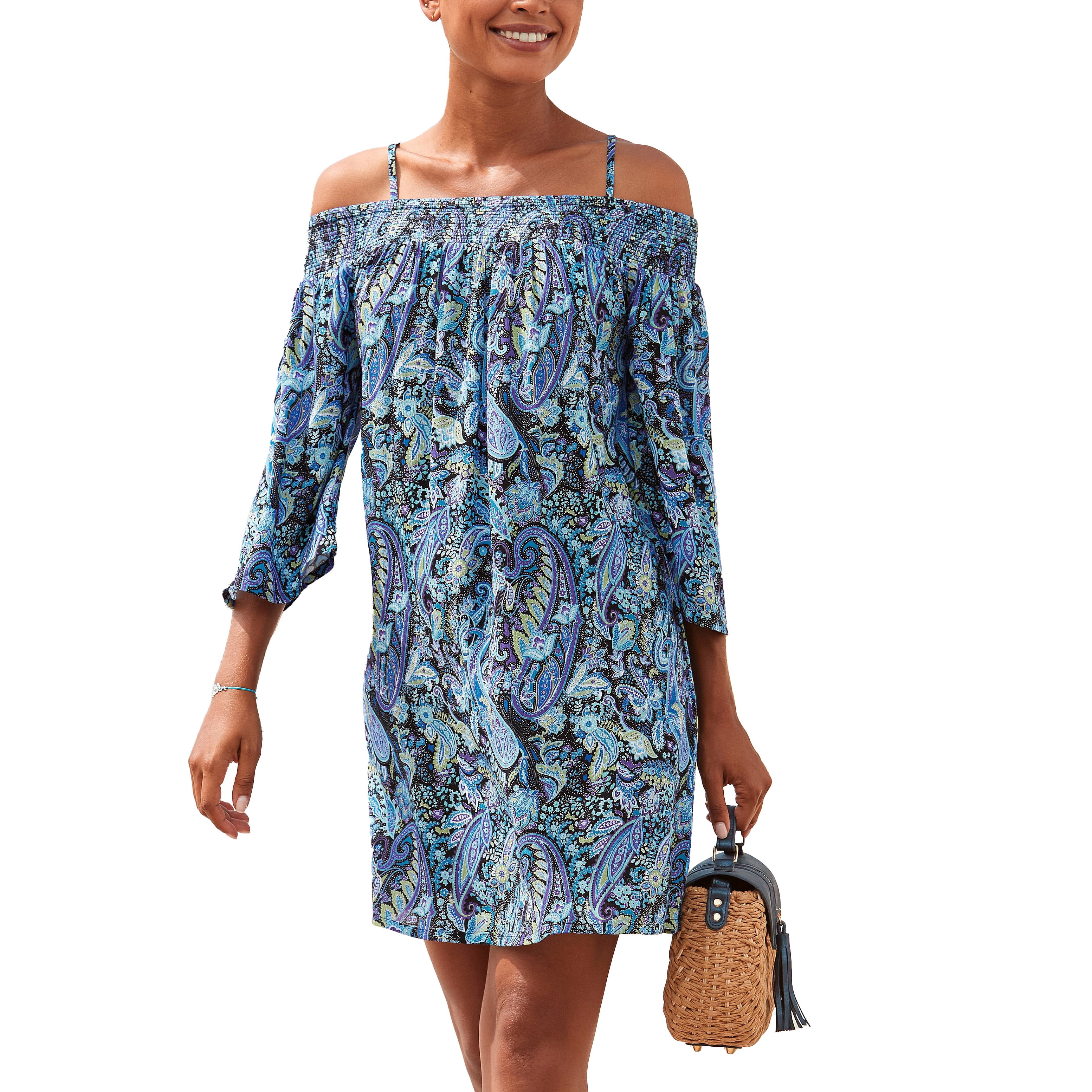 LASCANA Women's Off The Shoulder Patterned Dress Flower - Walmart.com