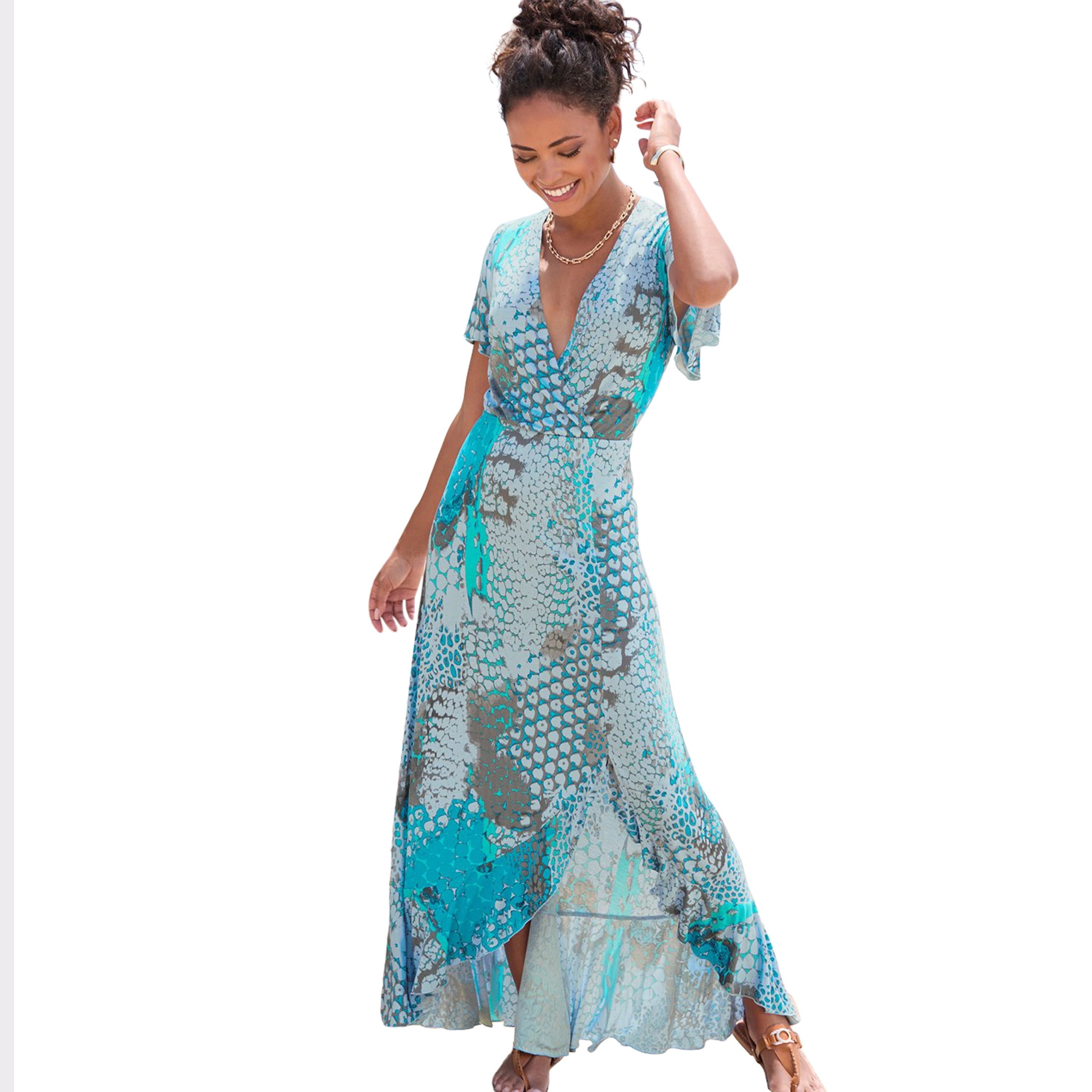 LASCANA Women's Printed Side Slit Maxi Dress - Walmart.com