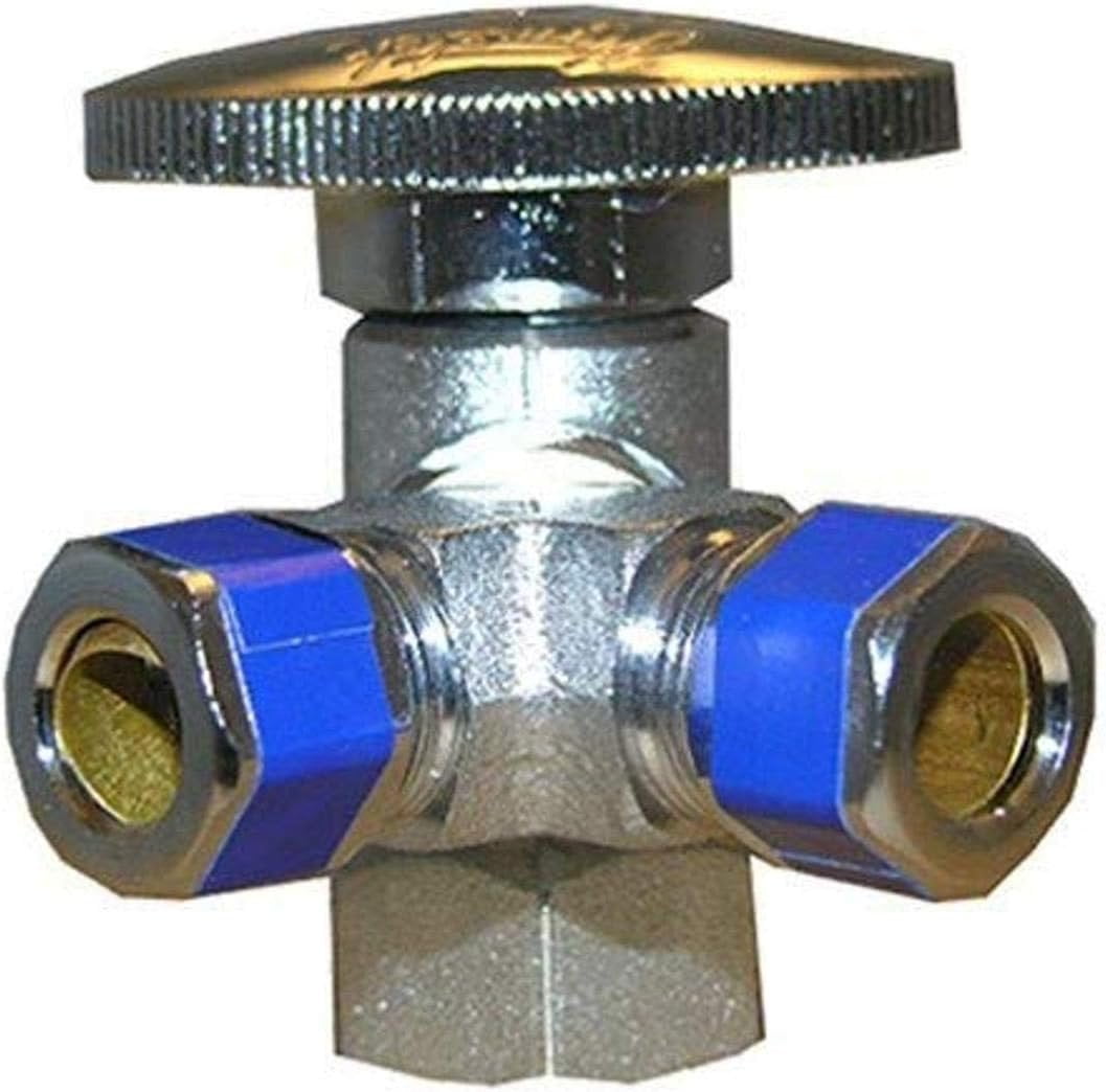 LASCO 06-9321 Quarter Turn 3-Way Valve, 1/2-Inch Iron Pipe Inlet X 3/8 ...