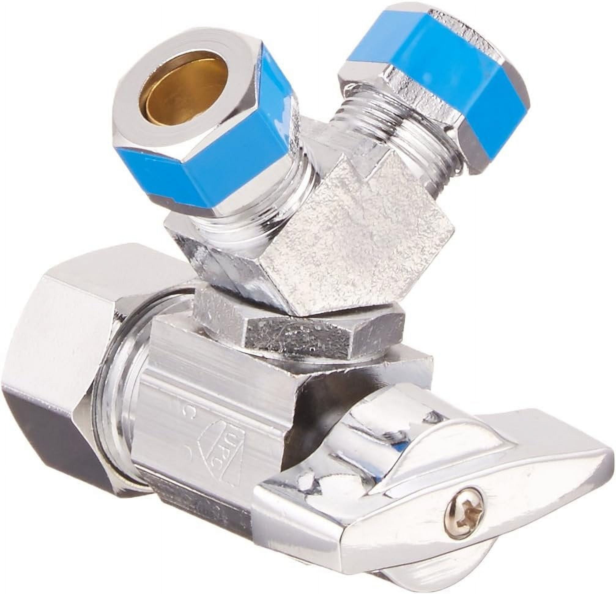 Lasco Fittings Quarter Turn 3-Way Stop Valve, Chrome - 5/8-Inch ...