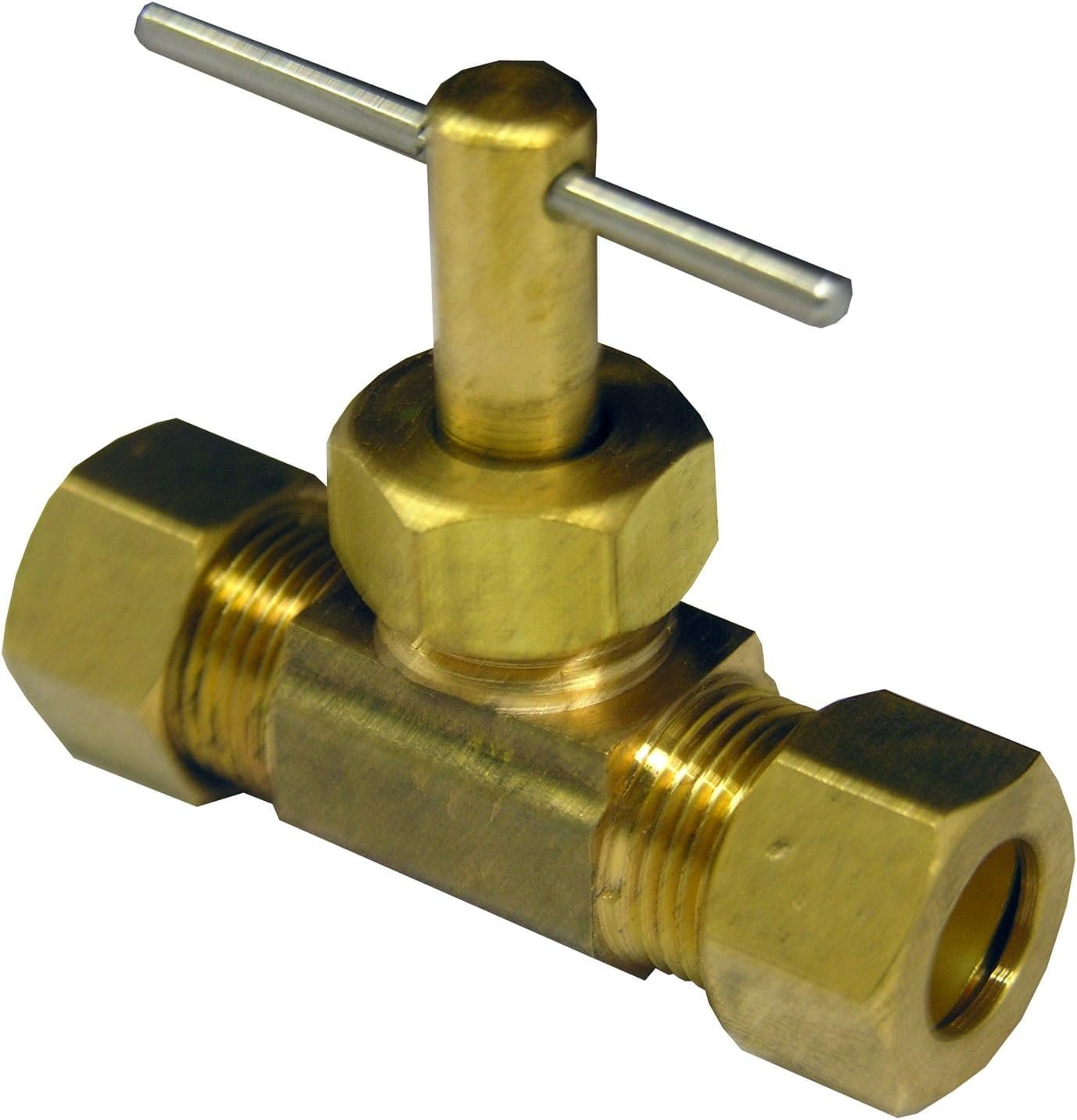 Lasco Fittings Needle Valve 17-1531 Straight - Brass, 3/8" Compression ...