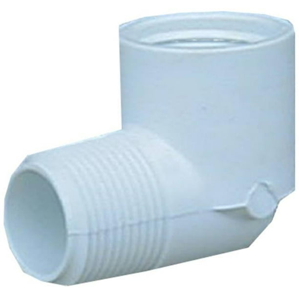 LASCO 412005BC Street Pipe Elbow, 1/2 in, MPT x FPT, 90 deg Angle, PVC, White, SCH 40 Schedule ...