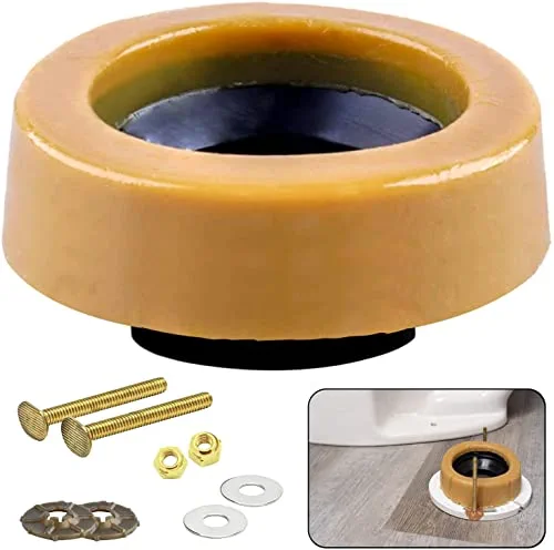 LASCO Toilet Bowl Extra Thick Wax Ring with Brass Bolts Reinforced ...