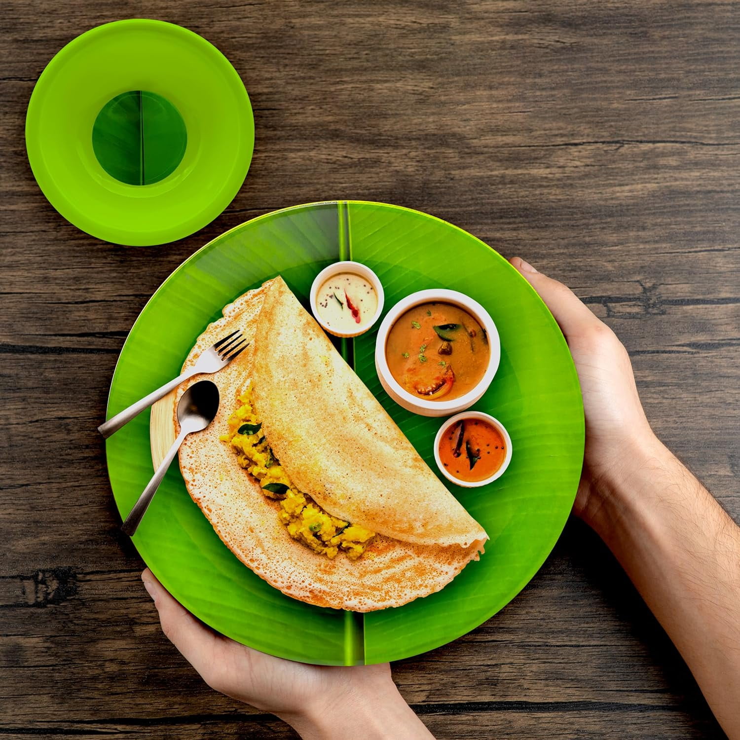 LASERBOT Banana Leaf South Indian Dinner Set Plate Melamine Plate Set ...