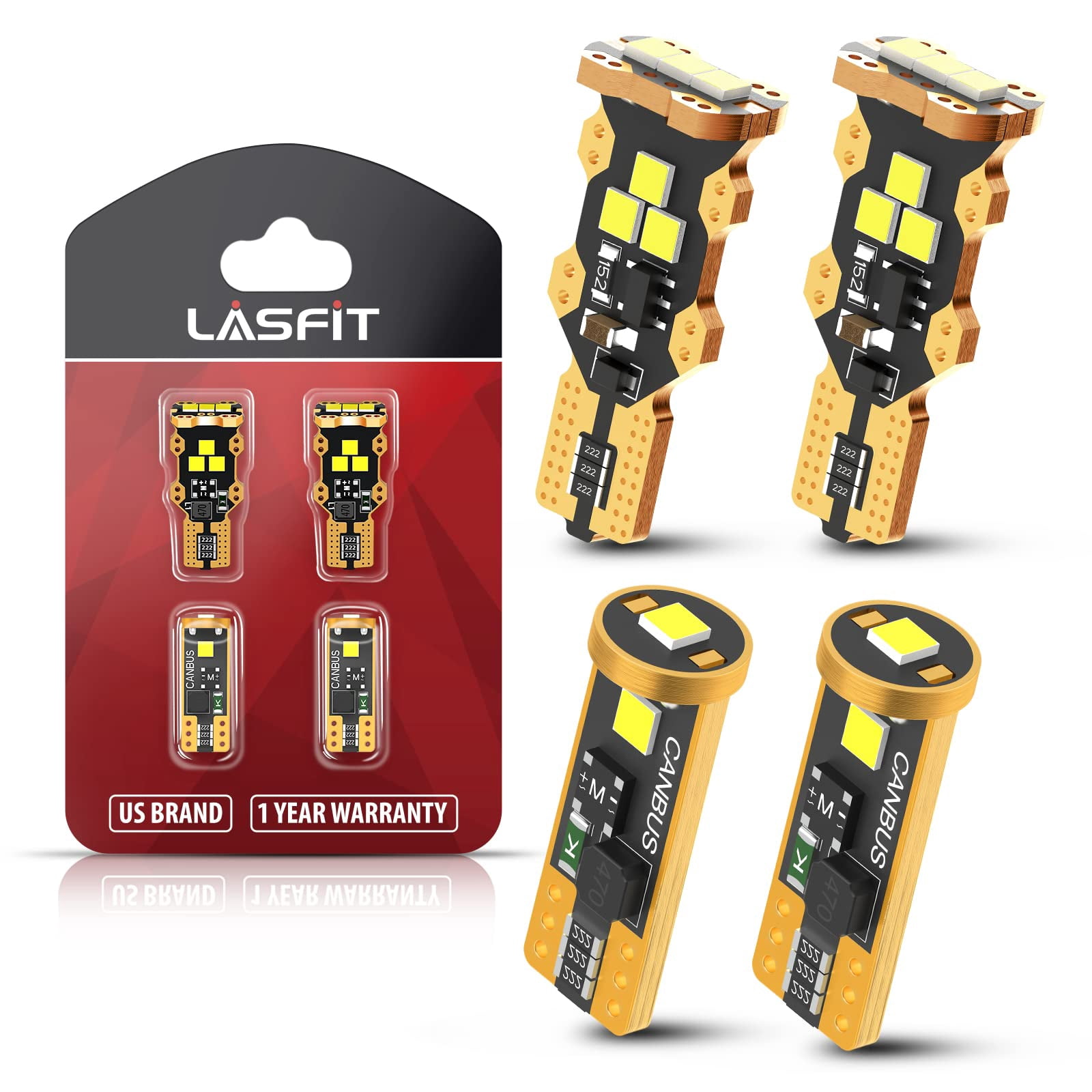 LASFIT 194 168 2825/921 RRF12 912 W5W LED Bulbs Canbus White Combo Kit ...