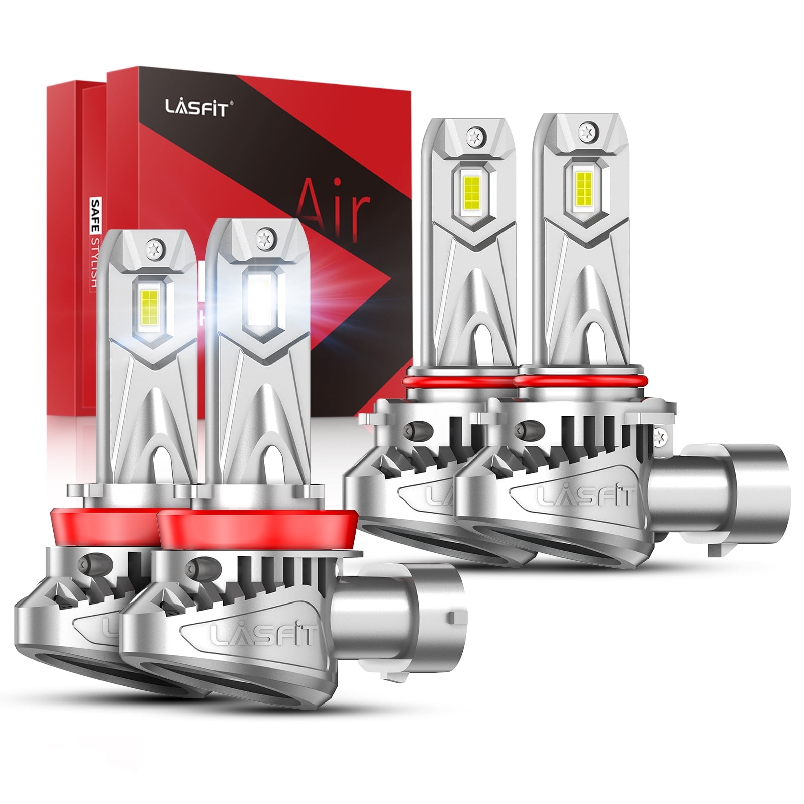 LASFIT 9005 H11 LED Headlight Bulbs Combo, 400% Super Bright, HB3 H8 H9 LED Light Bulbs for ...