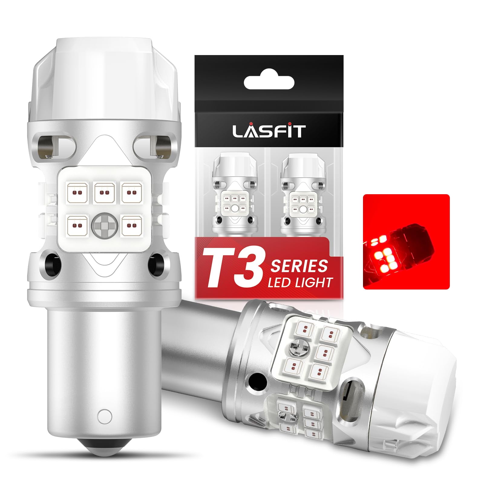 LASFIT T3 1156 LED Bulb RED Brake Tail Stop Light CANBUS Error Free 500 ...