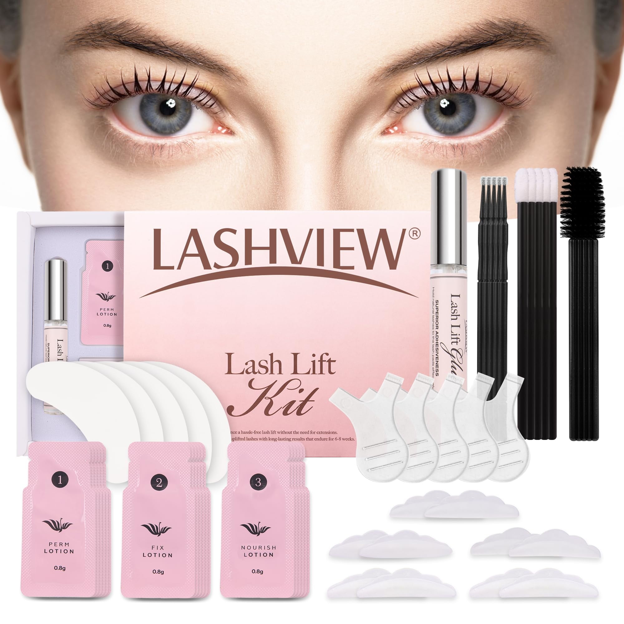 LASHVIEW Lash Lift Kit, TSF6 Eyelash Perm Kit, Professional Eyelash ...